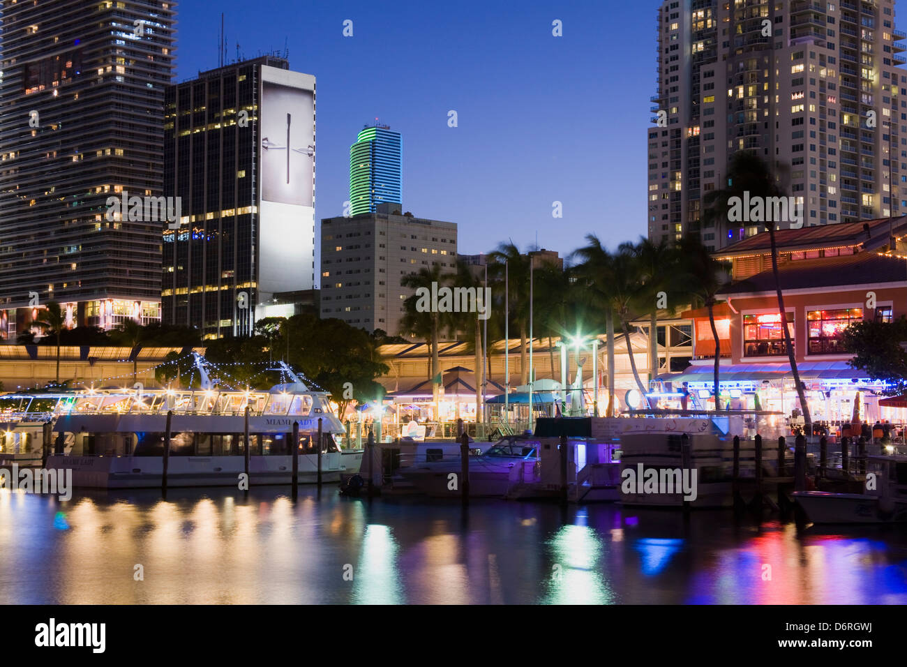 Miami skyline at night, Florida, USA Stock Photo - Alamy