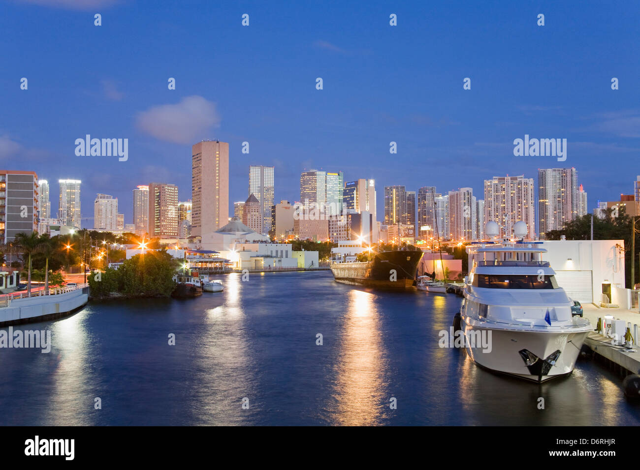 Miami River & skyline, Miami, Florida, USA Stock Photo - Alamy