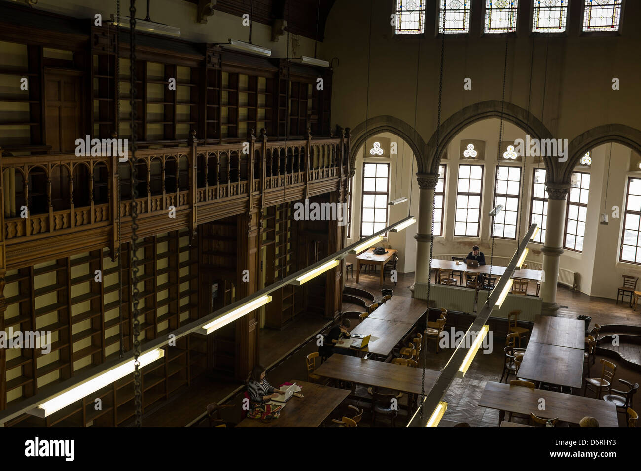 Students working inside the former library, now empty of books, Old ...
