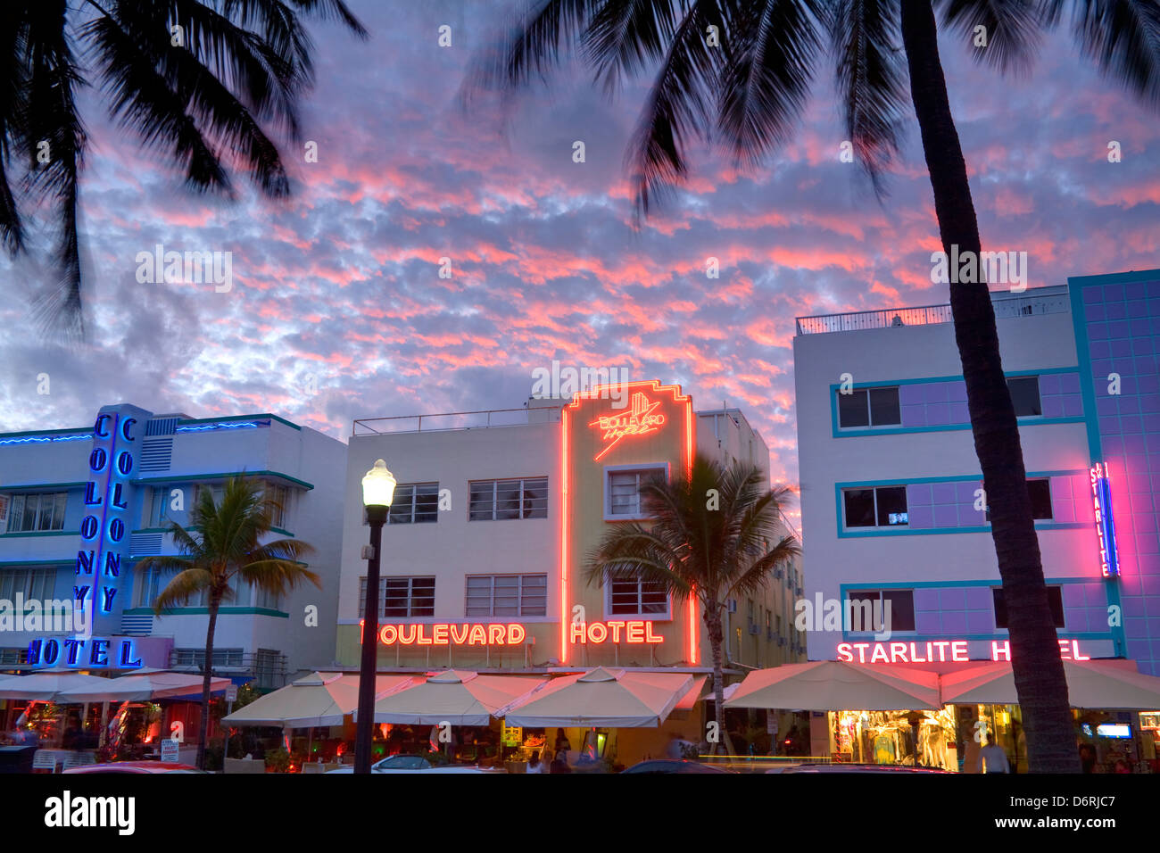 Hotels on Ocean Drive, South Beach, City of Miami Beach, Florida, USA ...