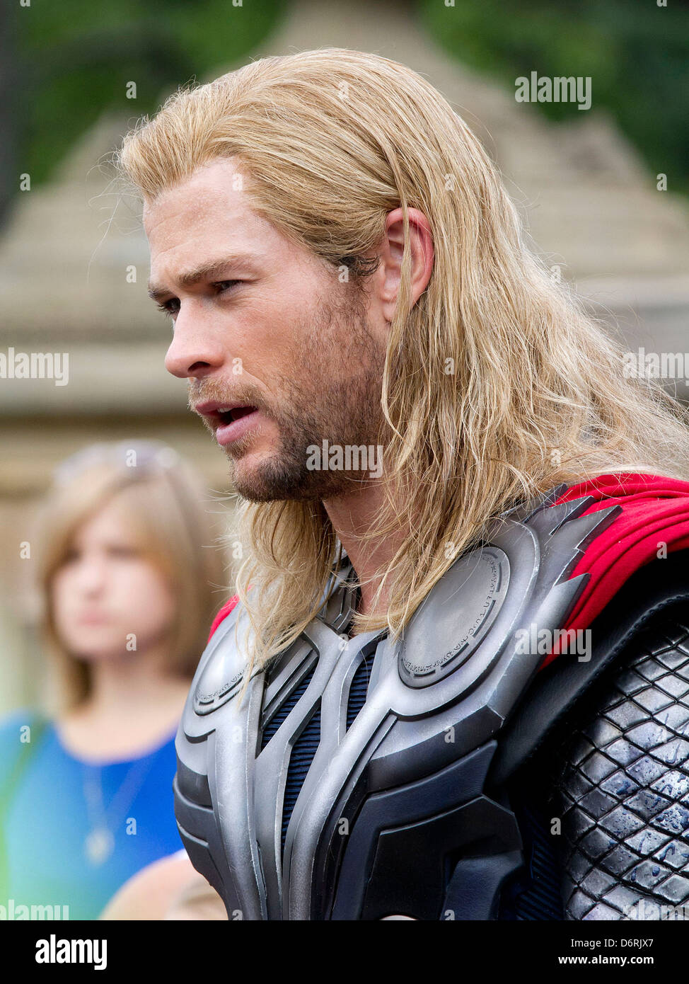 Chris Hemsworth on the film set of 'The Avengers', shooting on location ...