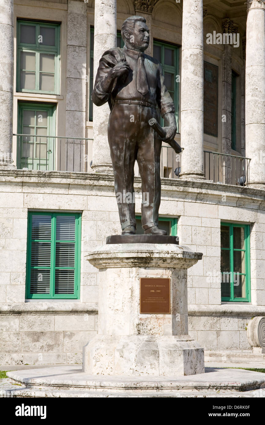 George Merrick statue outside Coral Gables City Hall, Miami, Florida ...