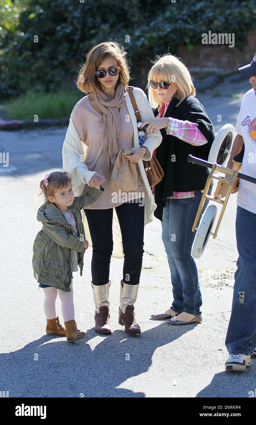 Jessica's mother Catherine Alba, Jessica Alba and Honor Marie enjoy a ...