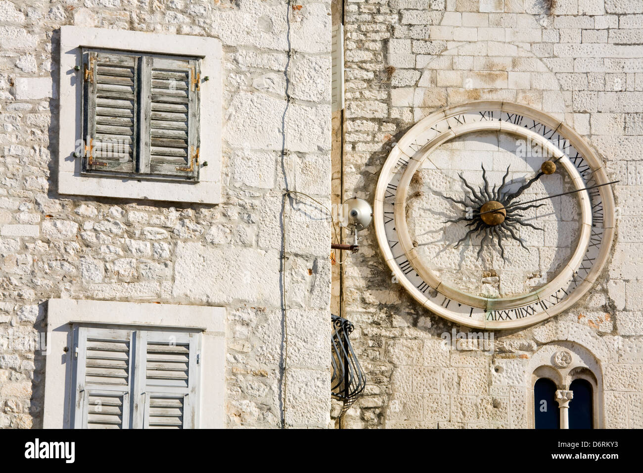 Clock in the Romanesque tower, Narodni Square, Diocletian's Palace ...