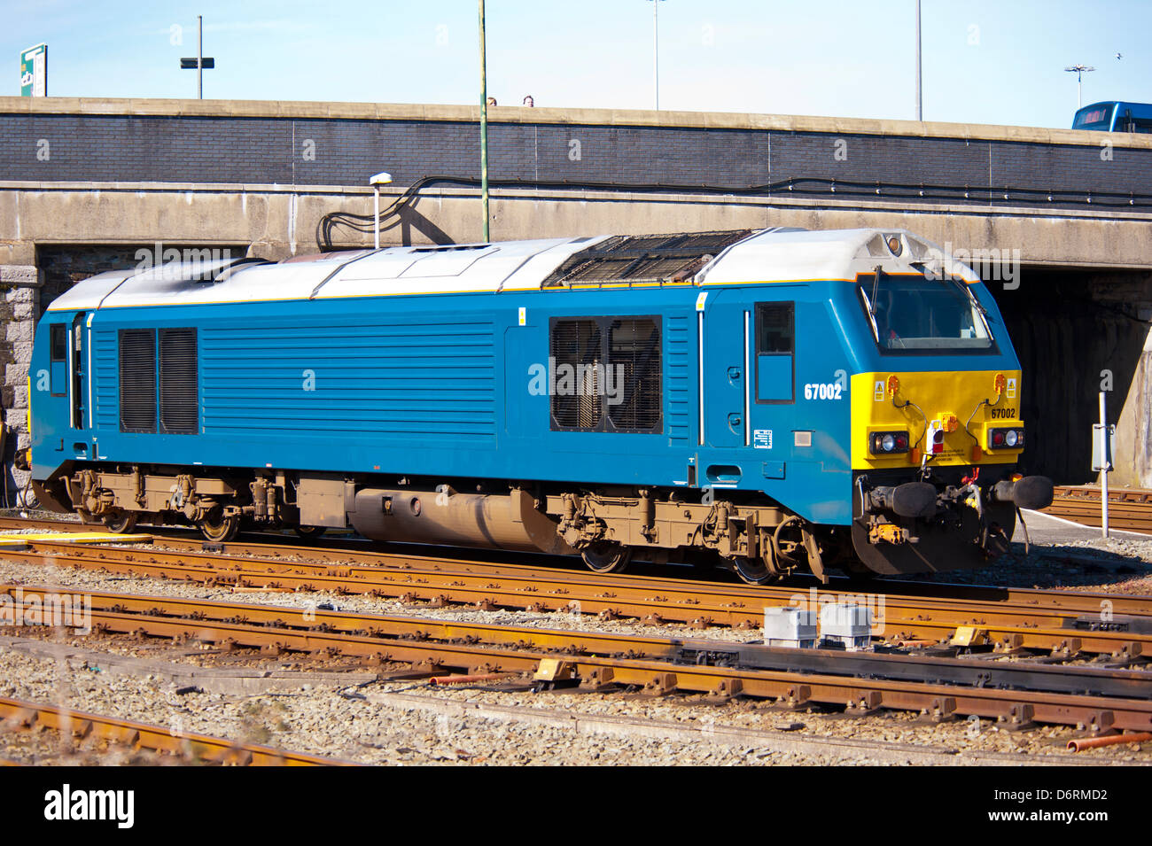 Diesel engine 67002 trains Holyhead station Anglesey North Wales Uk ...