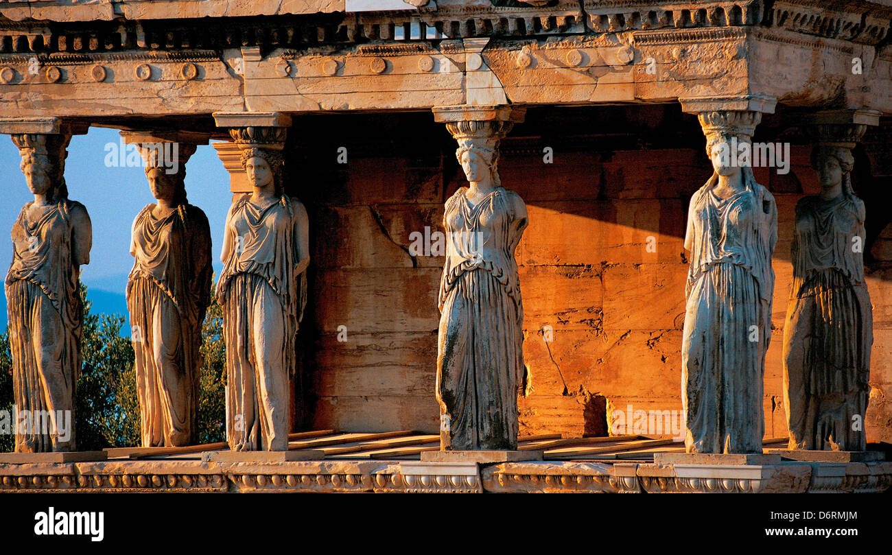 Greece, Athens, Akropolis, Kariatides, Sculpted columns Stock Photo - Alamy