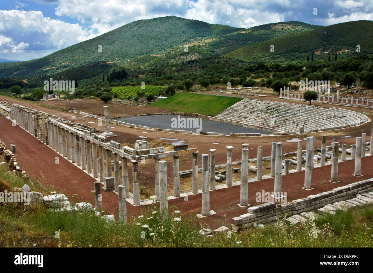 Greece, Peloponissos, Messini, Ruins of ancient stage Stock Photo - Alamy