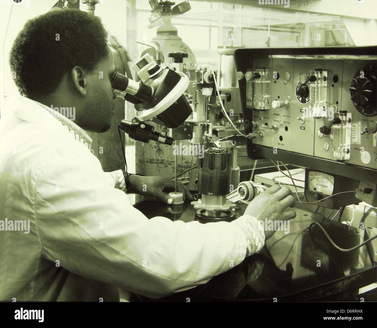 The photograph shows the engineering test lab at Convair/General ...