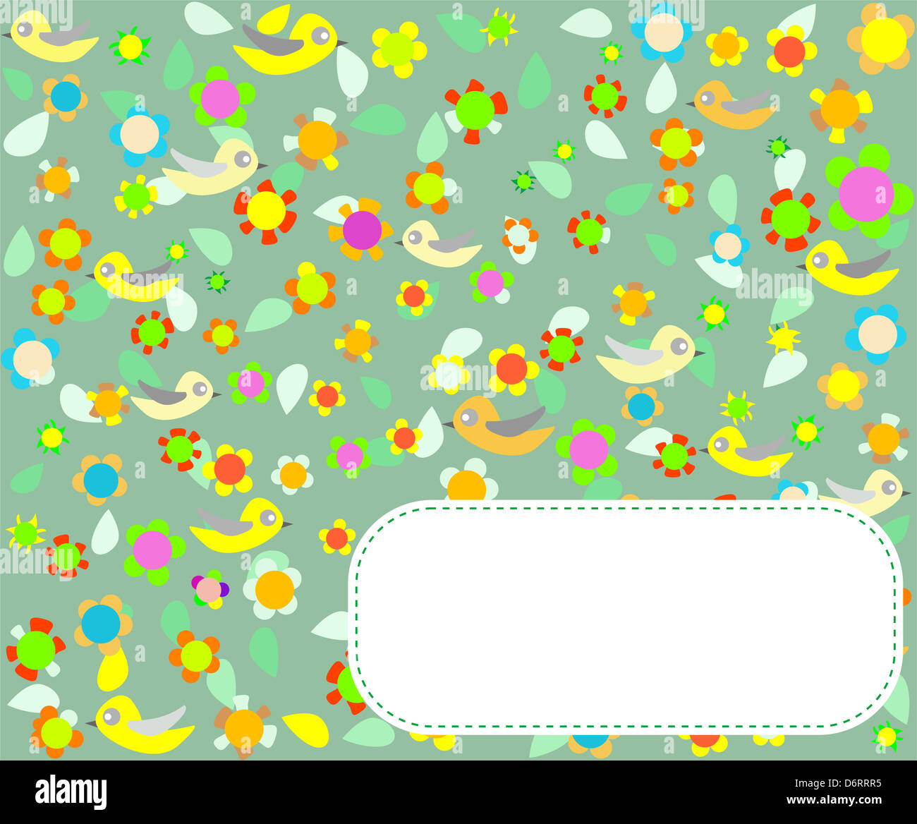 greeting card design with bird and flower background Stock Photo - Alamy