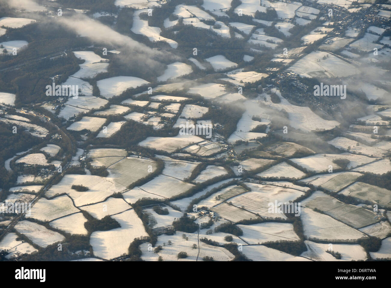 Aerial view fields snow uk hi-res stock photography and images - Alamy