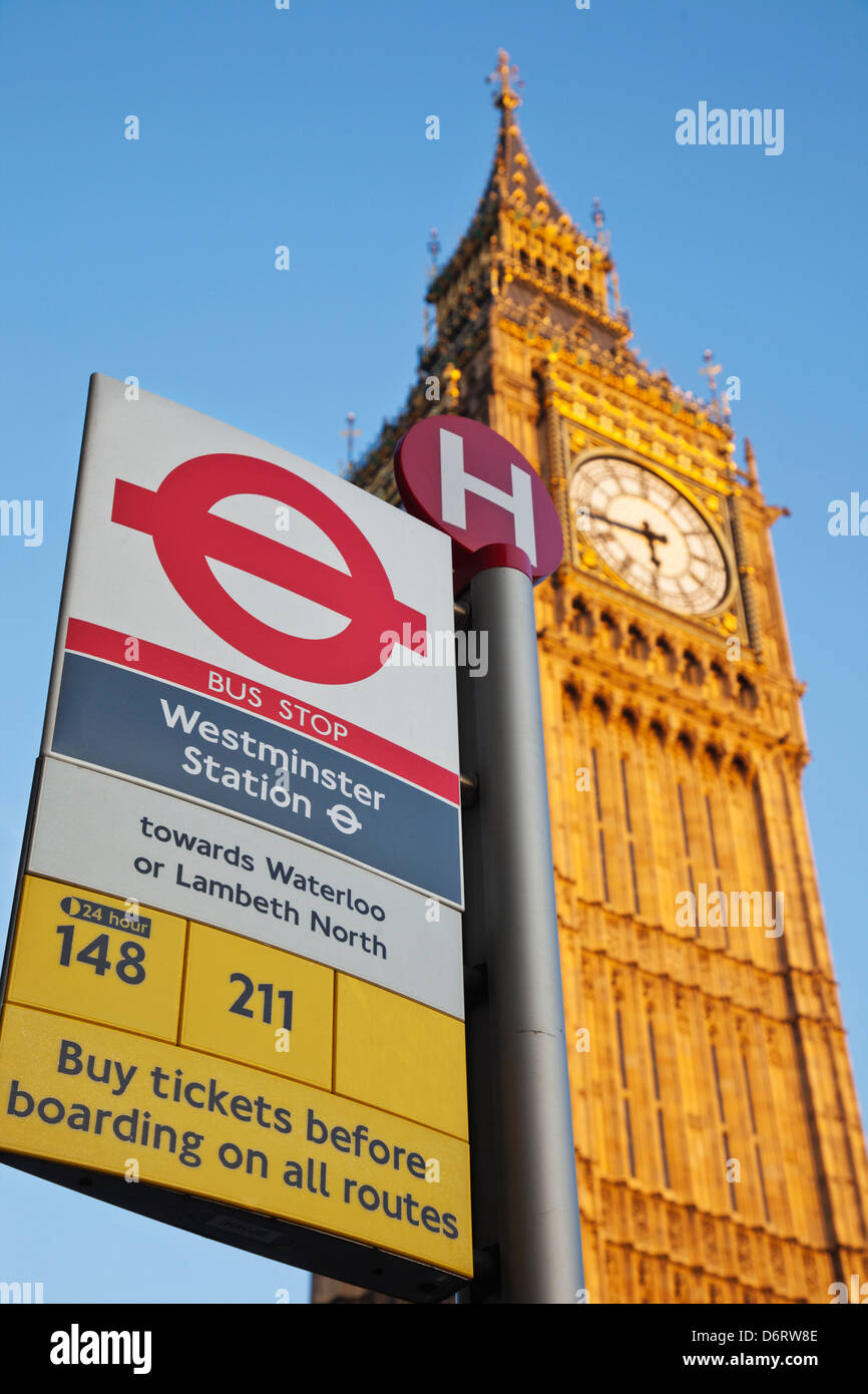 Big Ben And Bus Stop Sign High Resolution Stock Photography and Images ...