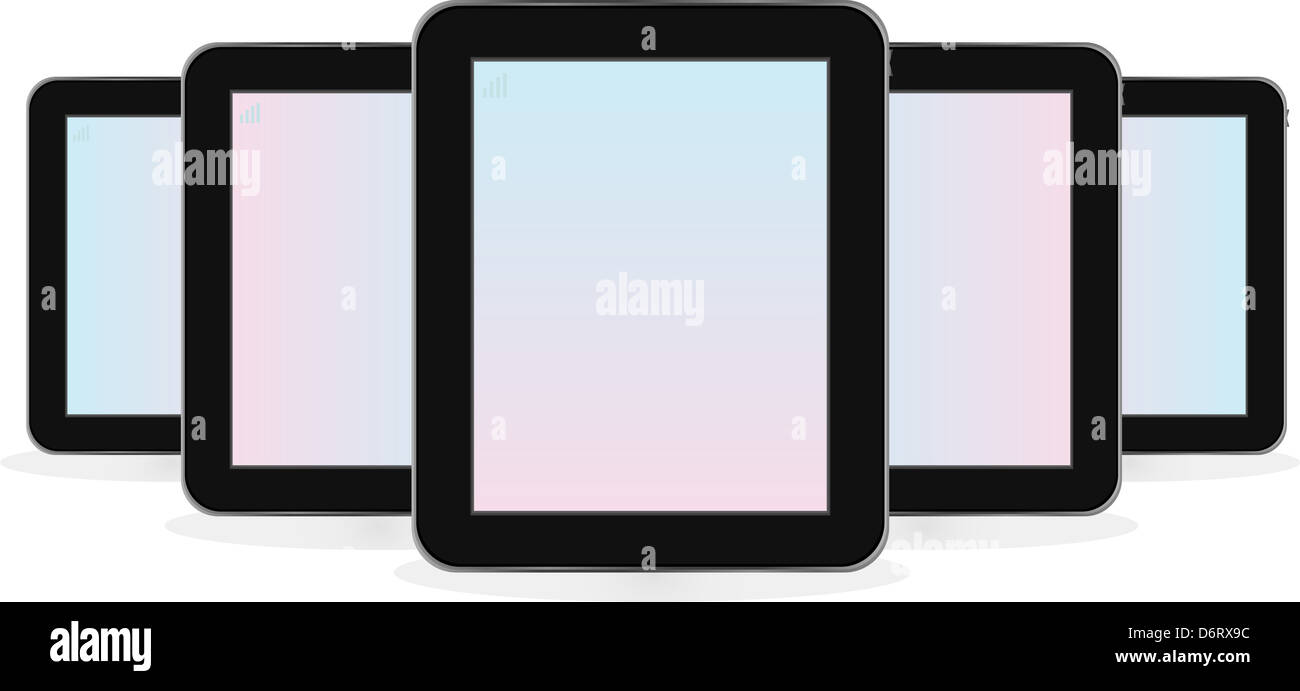 Digital tablet PC ipad set isolated on white background Stock Photo - Alamy