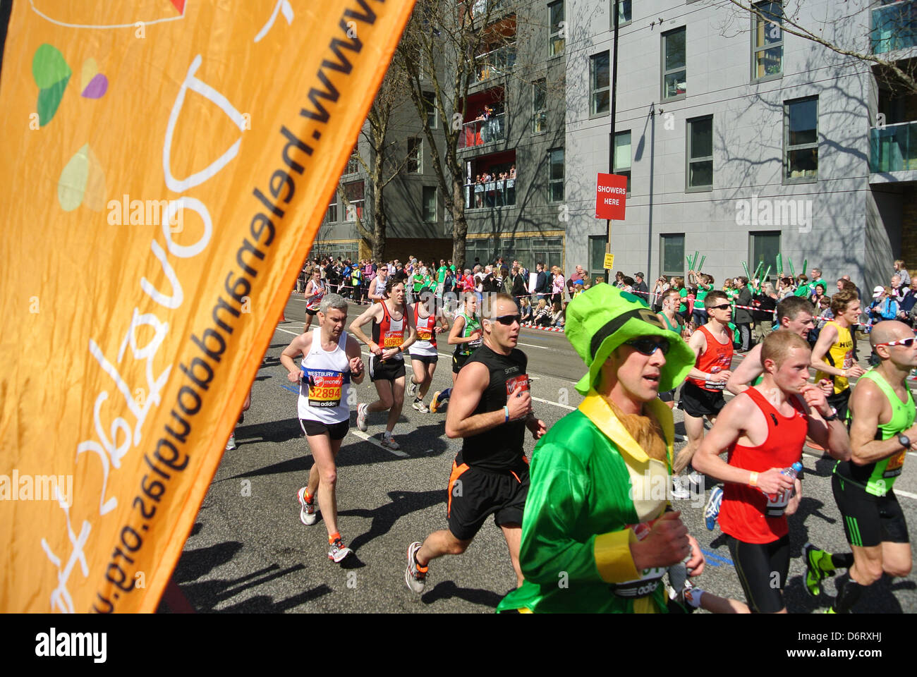 London Marathon runners, 13 mile mark, fancy dress Stock Photo - Alamy