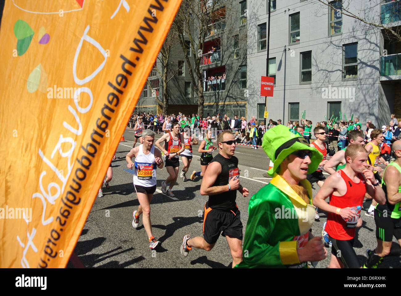 London Marathon runners, 13 mile mark, fancy dress Stock Photo - Alamy