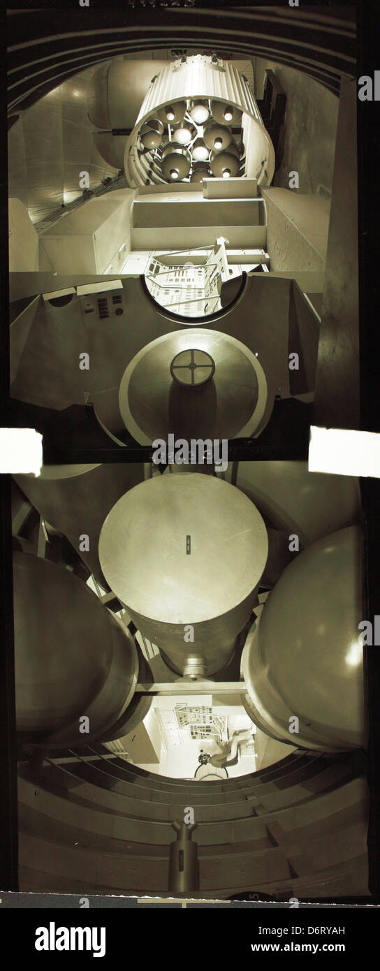 A photograph of the MOL (Manned Orbital Laboratory) model from Convair ...