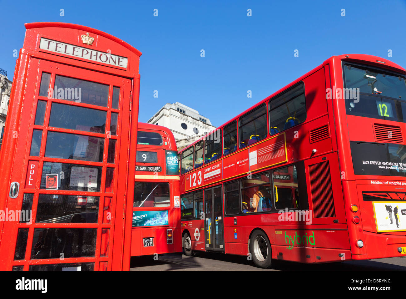 England,London,Red Telephone Box and Red Double Decker Bus Stock Photo ...