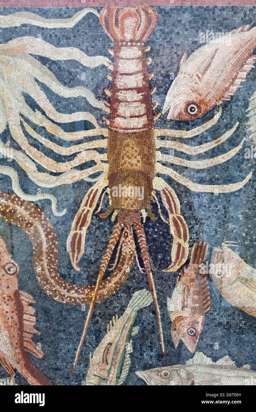 UK, England, London, British Museum, Mosaic from Roman Villa at Plazza ...