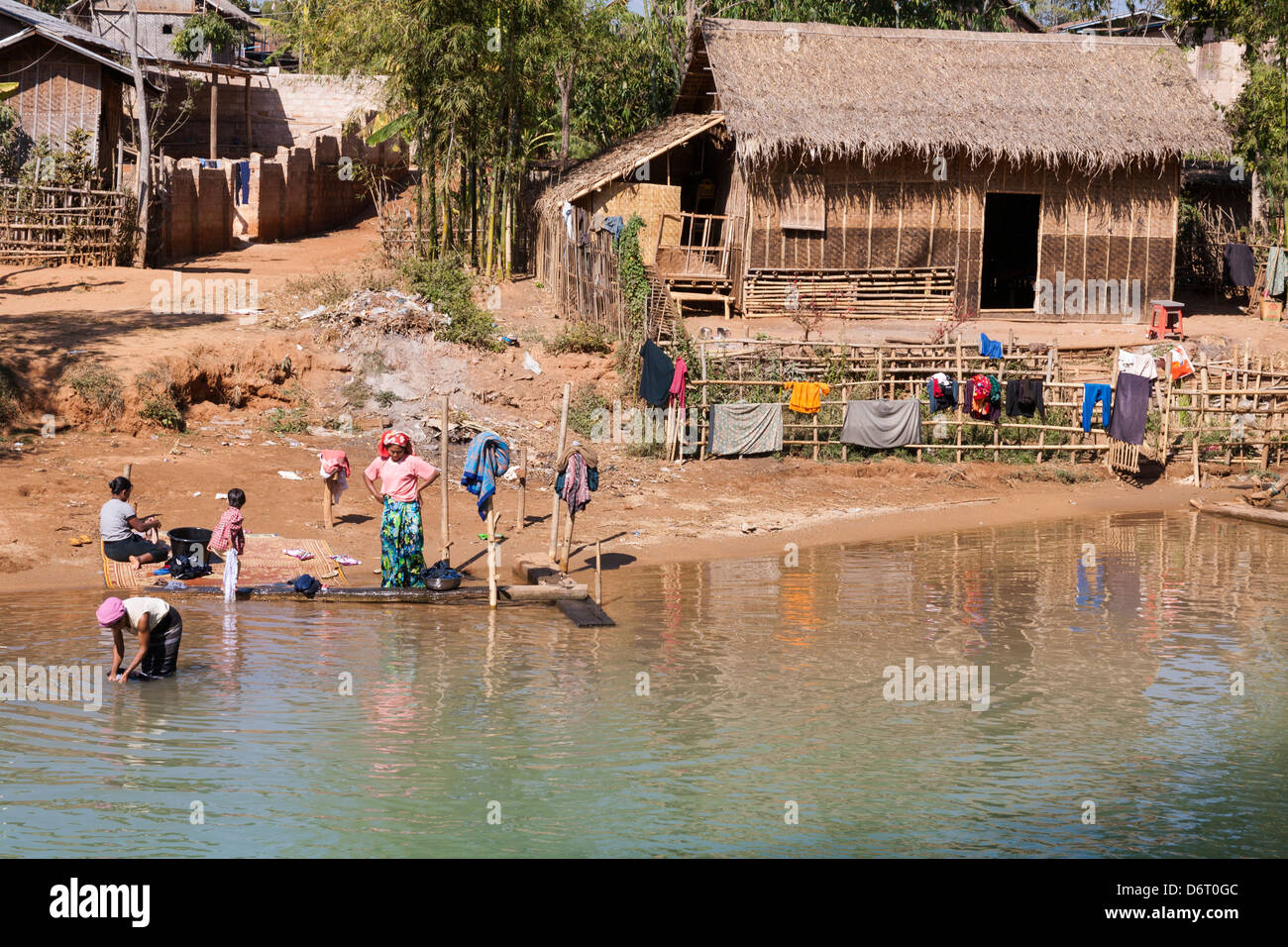 A house beside a tributary to Inle Lake, near Indein and Nyaung Ohak ...