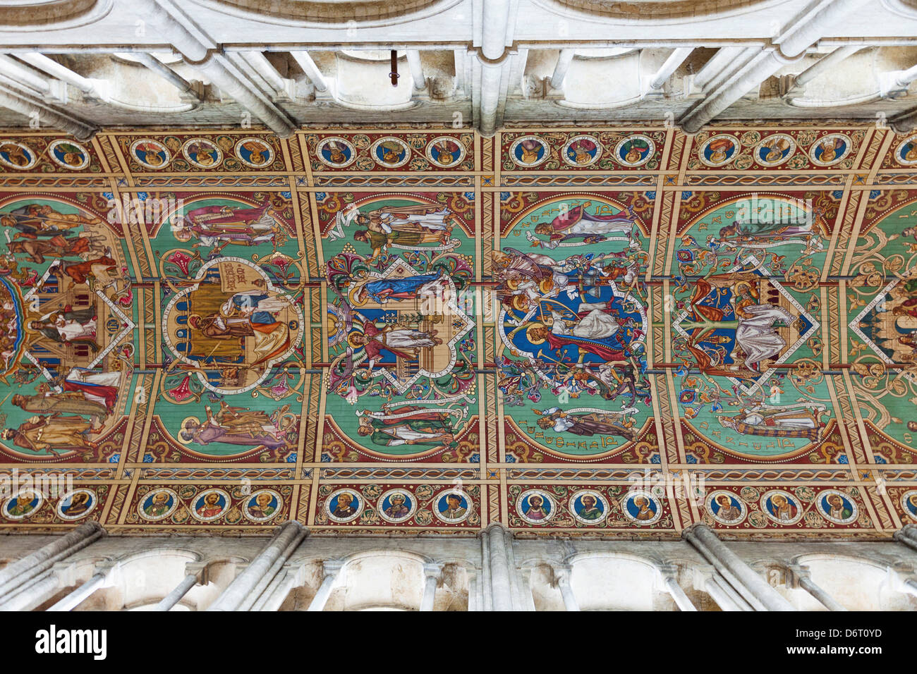 England, Cambridgeshire, Ely, Ely Cathedral, Nave Ceiling depicting ...