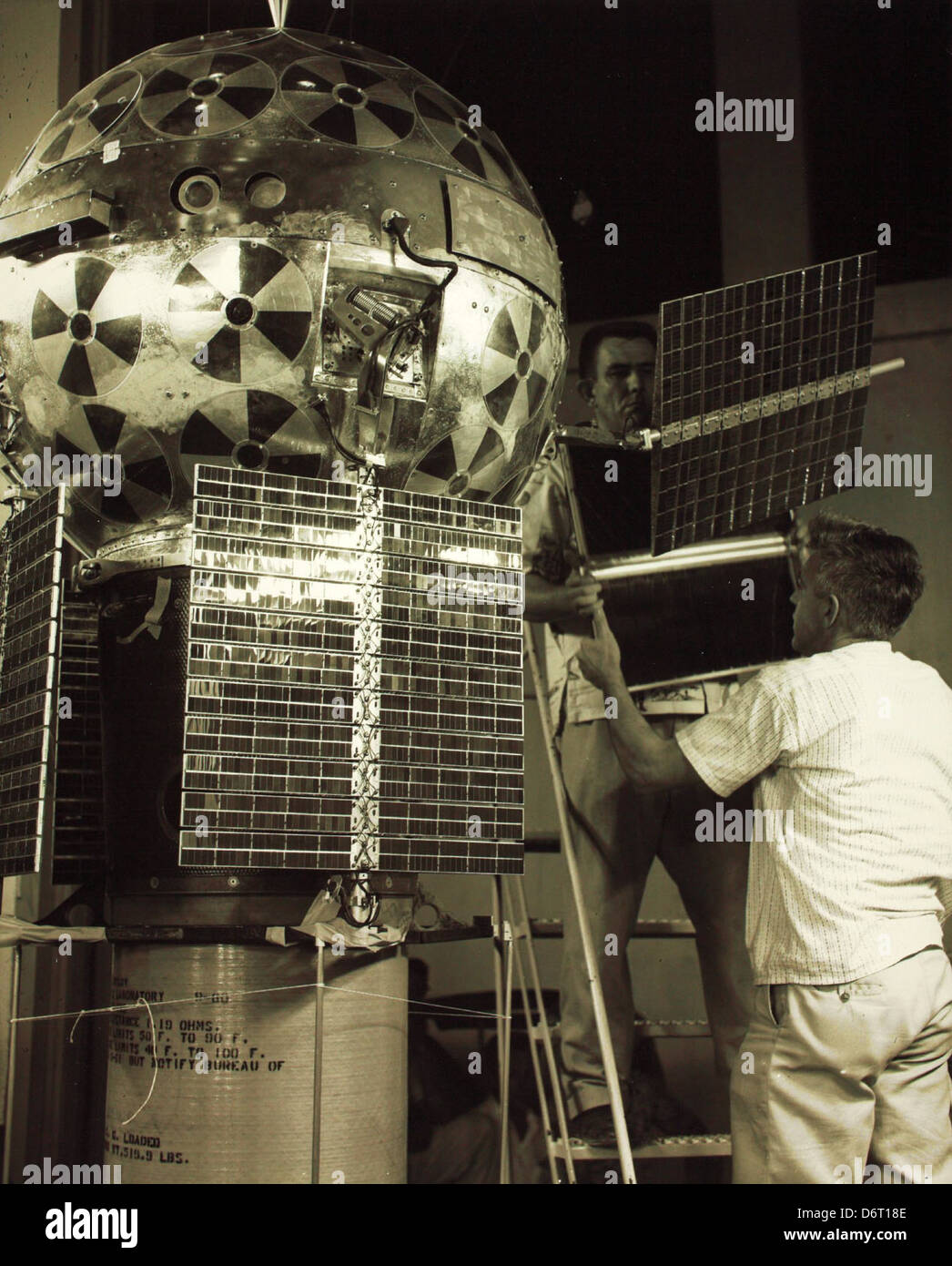 This image from 1960 shows the payload fit checks for the Atlas Able ...