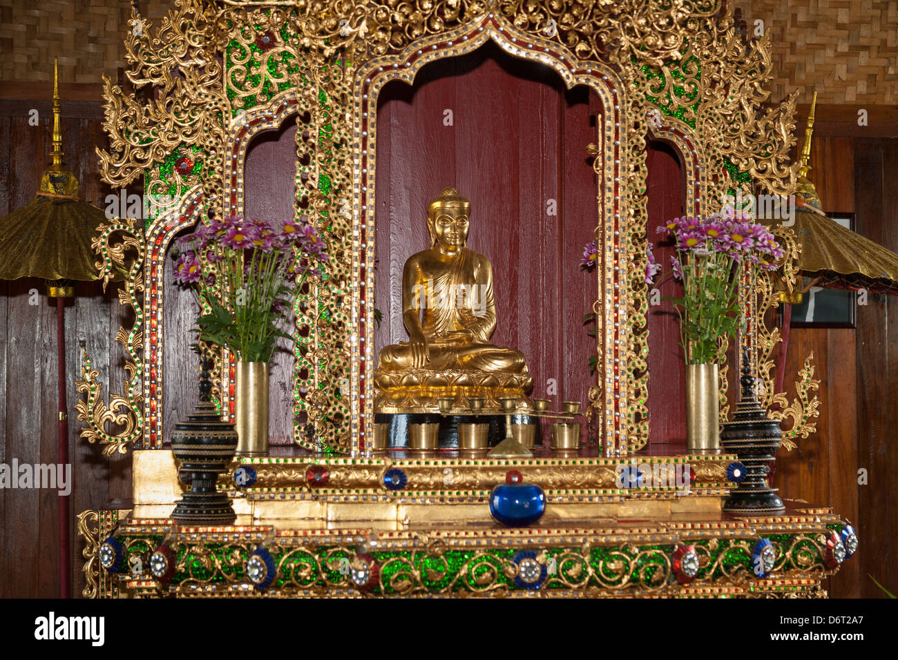 Religious shrine inside the Inthar Heritage House, Inpawkhon Village ...