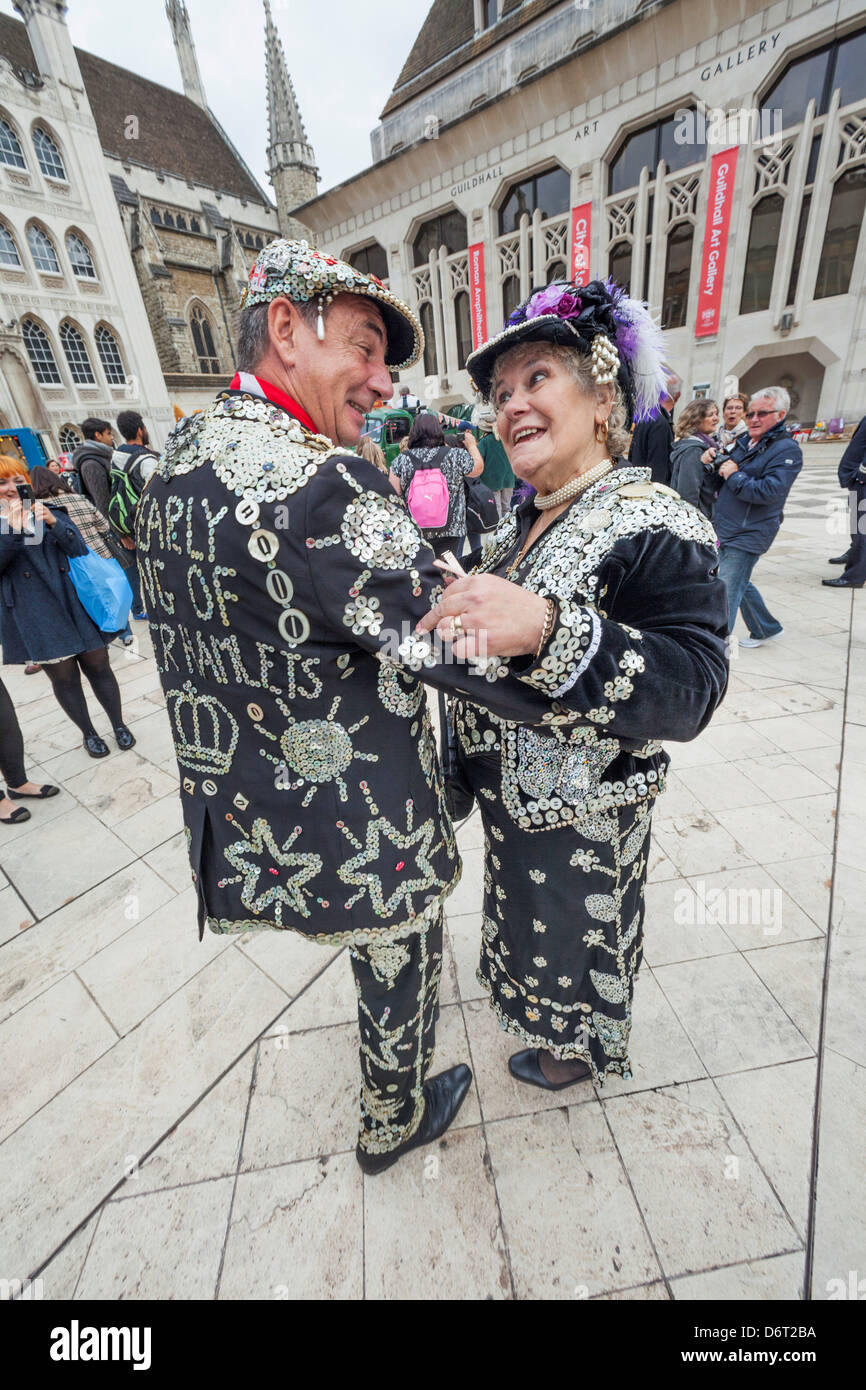 Pearly Kings and Queens dancing, London, England Stock Photo - Alamy