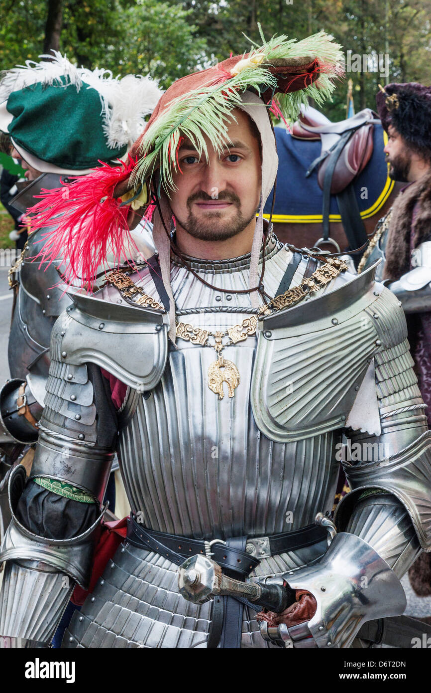 Man dressed as a Medieval Armour in Oktoberfest Parade, Munich, Bavaria ...