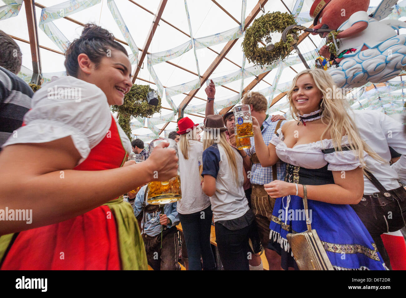 People drinking beer during Oktoberfest, Munich, Bavaria, Germany Stock ...