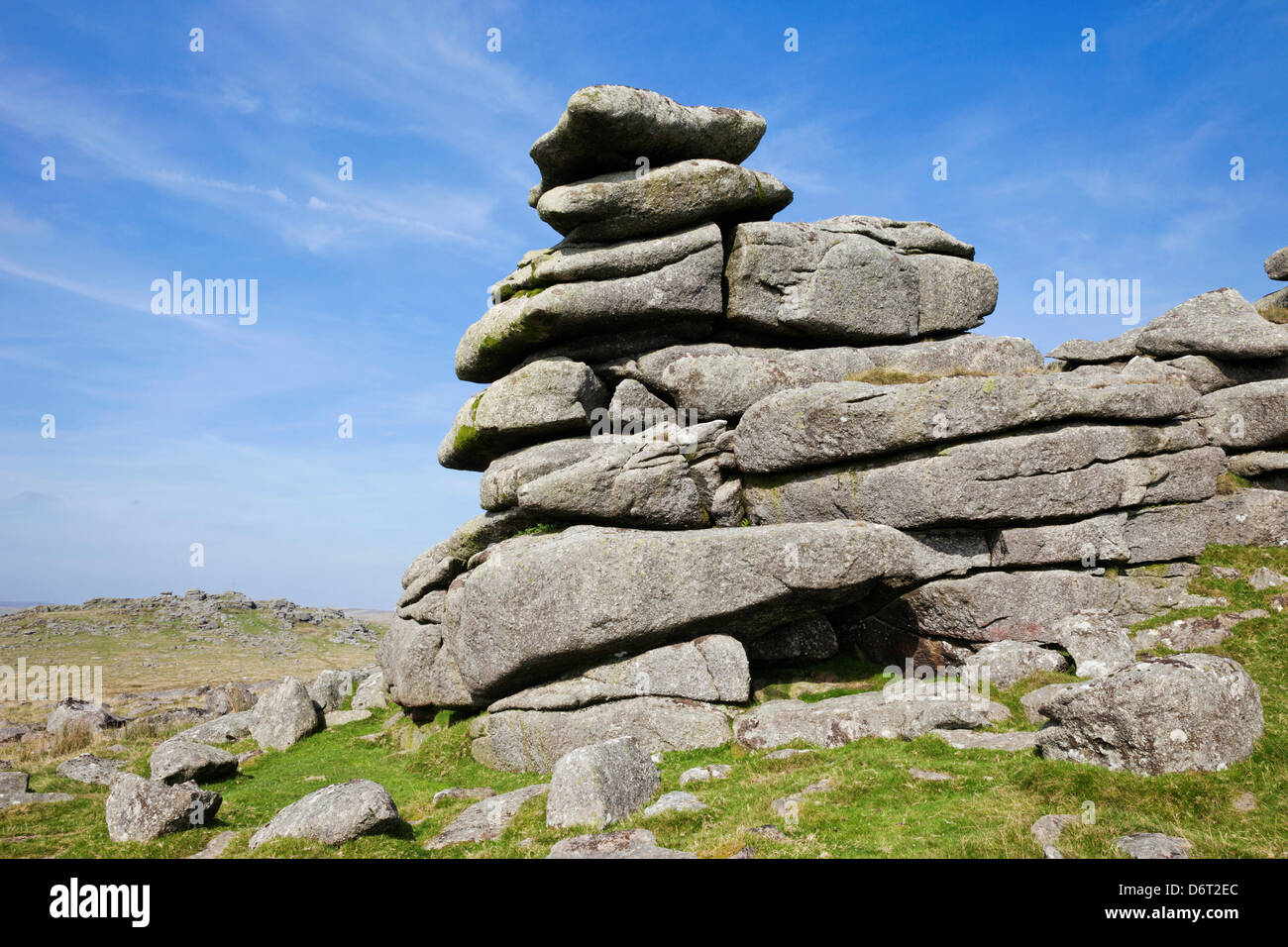 UK, England, Devon, Dartmoor, Great Staple Tor, Stone structure Stock ...
