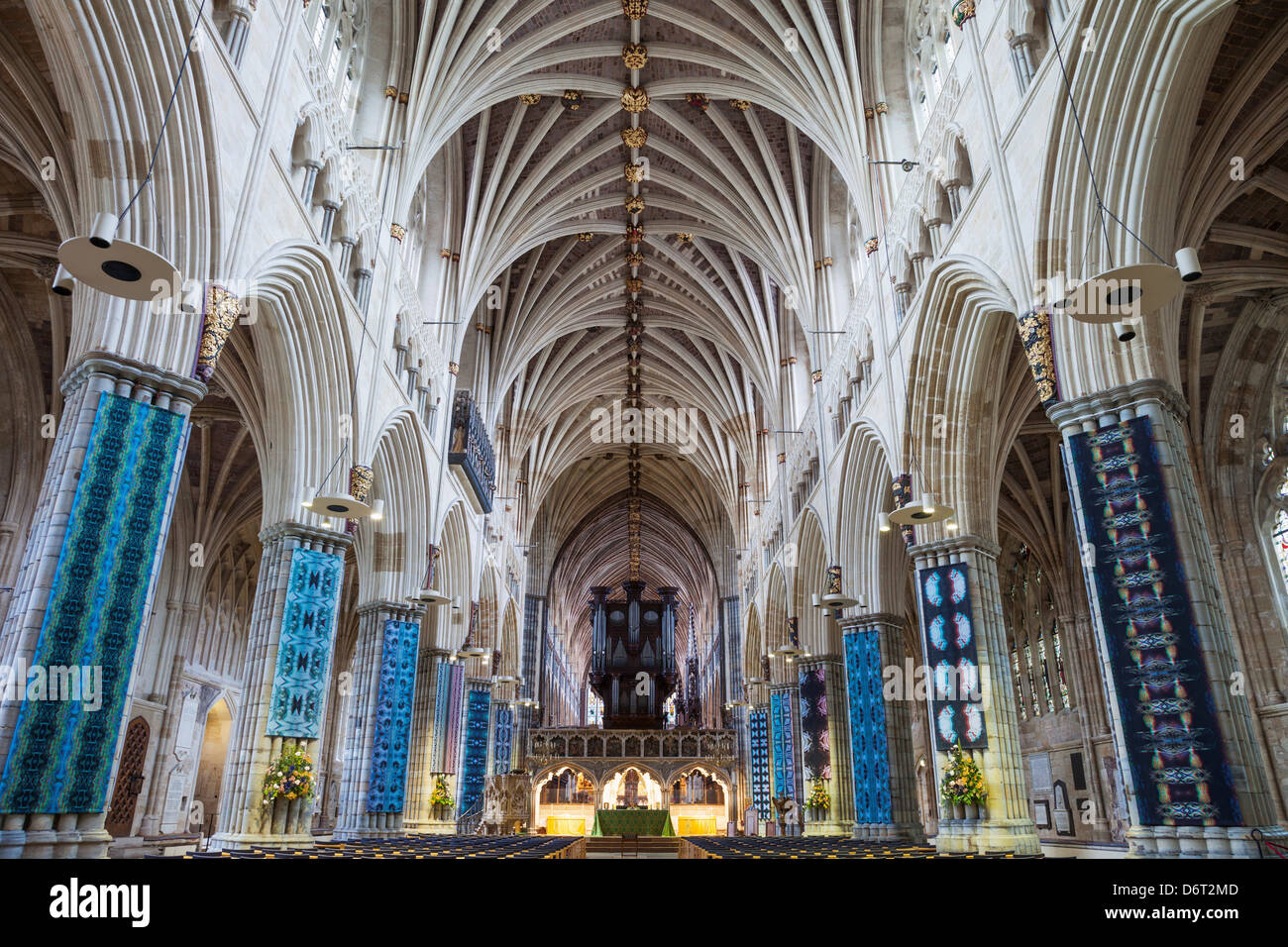 UK, England, Devon, Exeter, Exeter Cathedral, Interior view Stock Photo ...