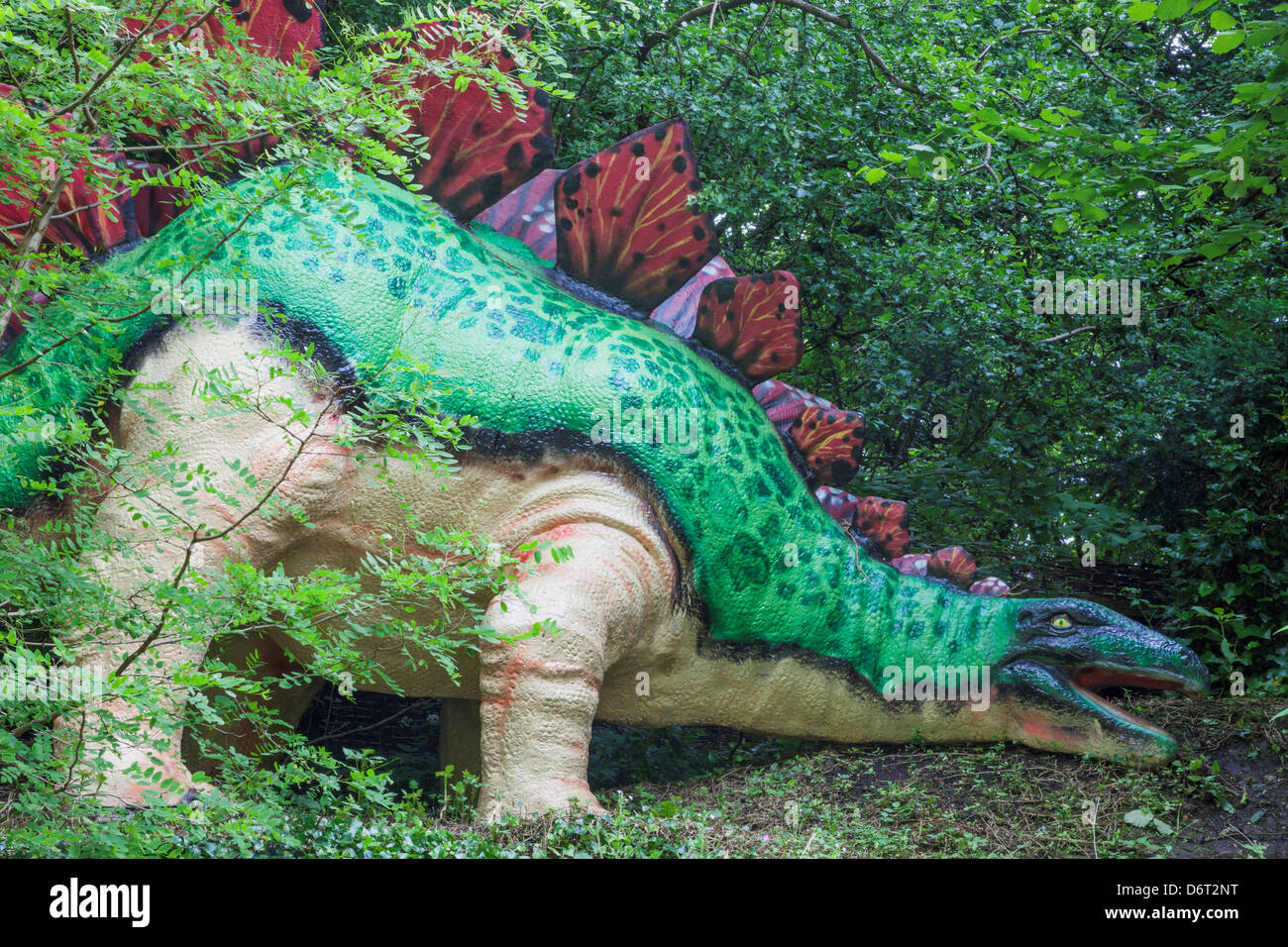 UK, England, Somerset, Wookey Hole, Giant Model of Stegasaurus Dinosaur ...