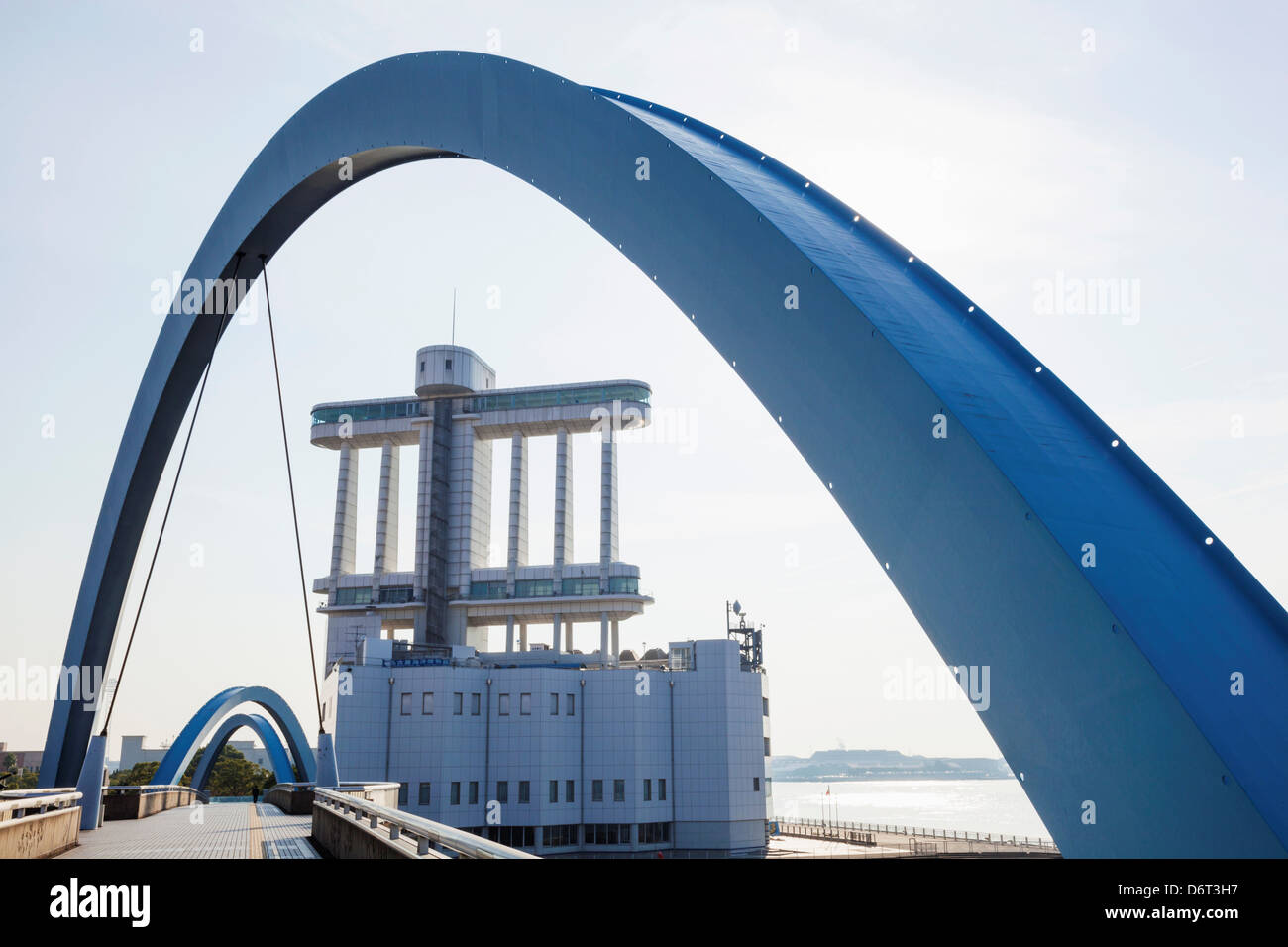 Japan, Honshu, Aichi, Nagoya, Nagoya Port, Port Bridge and Nagoya Port ...