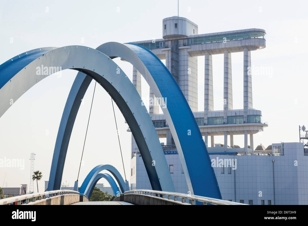 Japan, Honshu, Aichi, Nagoya, Nagoya Port, Port Bridge and Nagoya Port ...