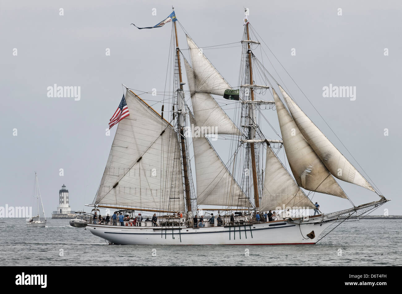 USA, California, San Pedro, Port of Los Angeles, Brigantine SS/V Irving ...
