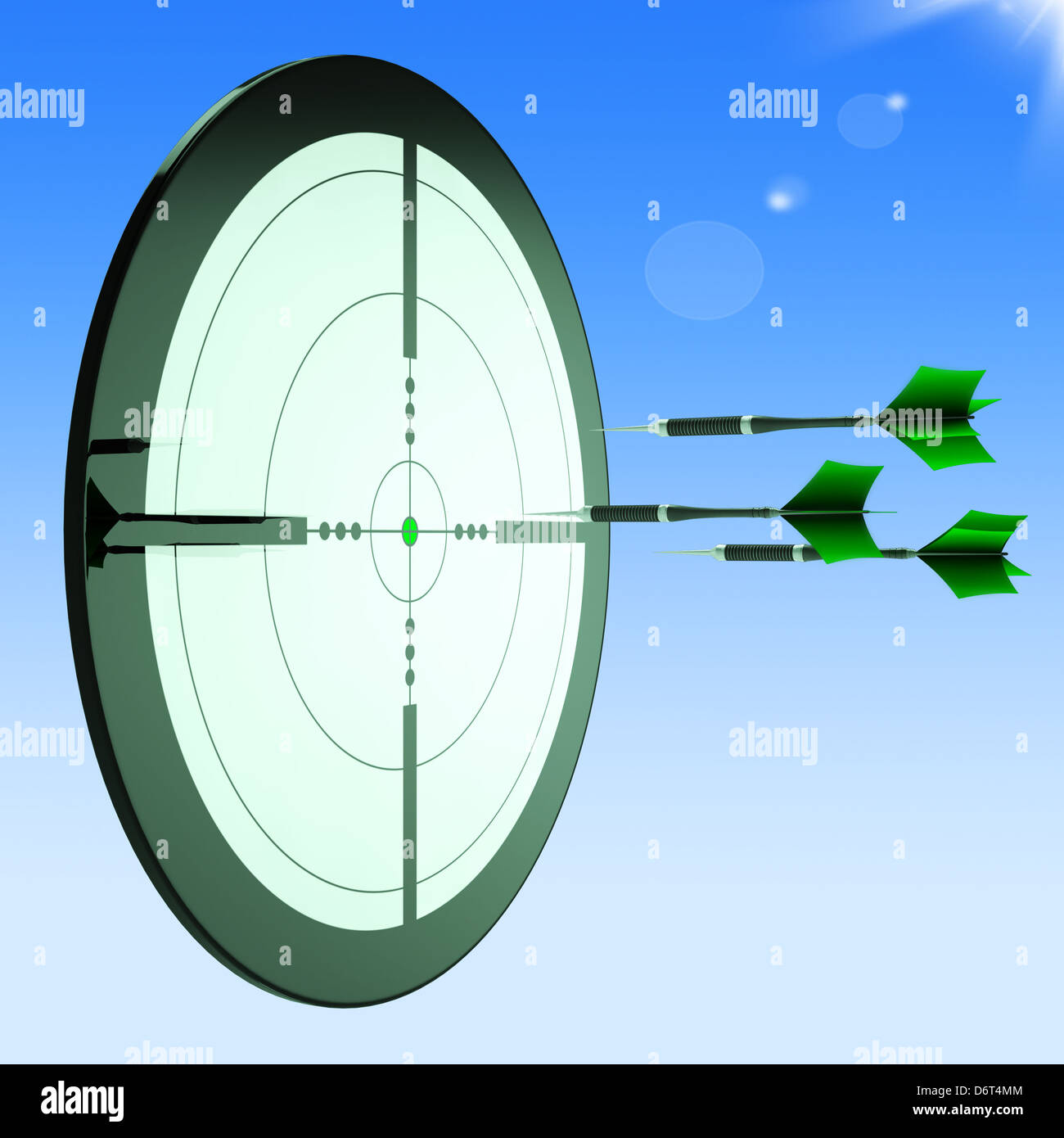 Arrows Aiming Target Shows Perfect Performance Or Strategy Stock Photo ...