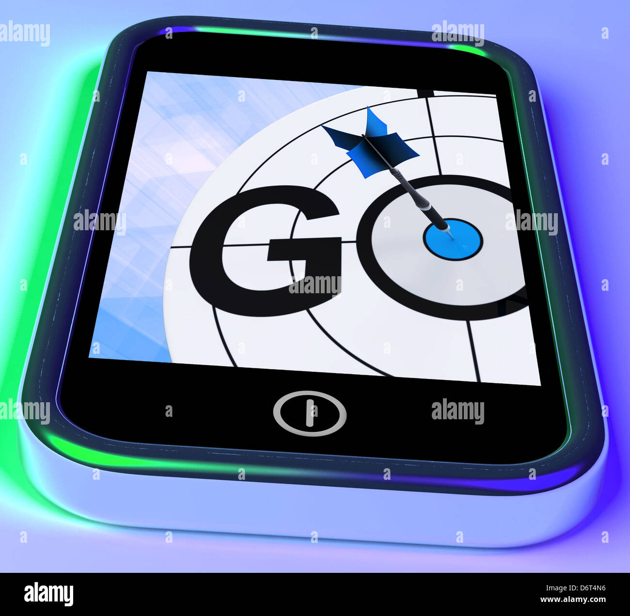 Go On Smartphone Shows Target Beginnings Or Activation Stock Photo - Alamy