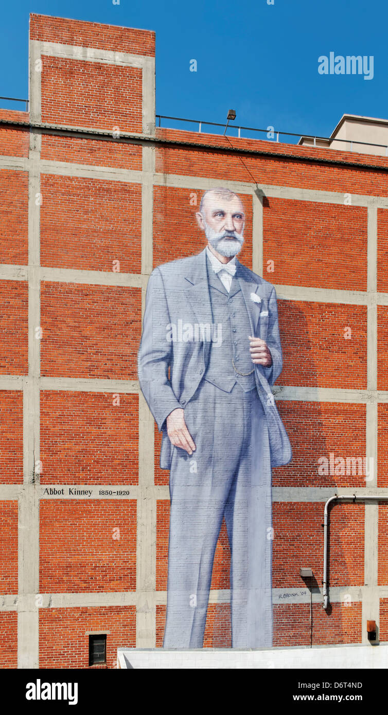 USA, California, Los Angeles, Venice, Mural portrait by Rip Cronk of ...
