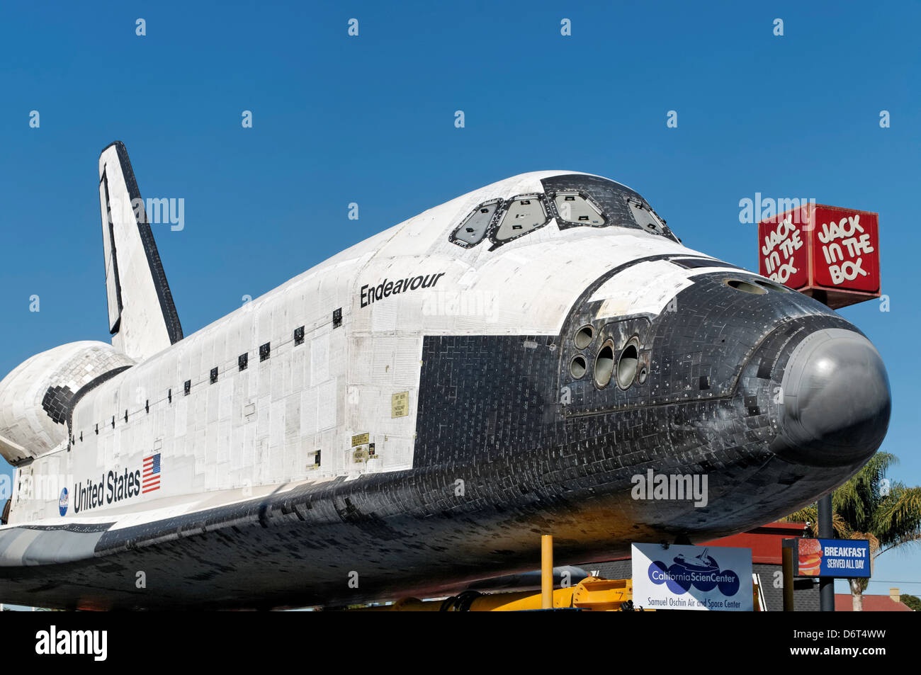 USA, California, Los Angeles, Space shuttle Endeavour being towed Stock ...