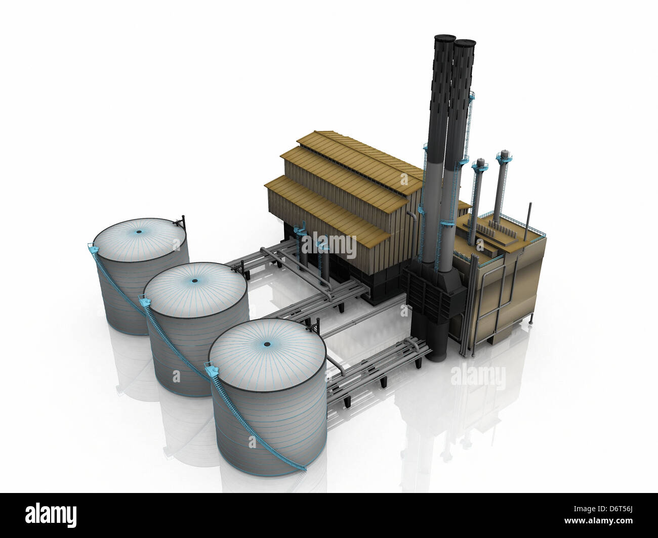 Oil factory on white background Stock Photo - Alamy