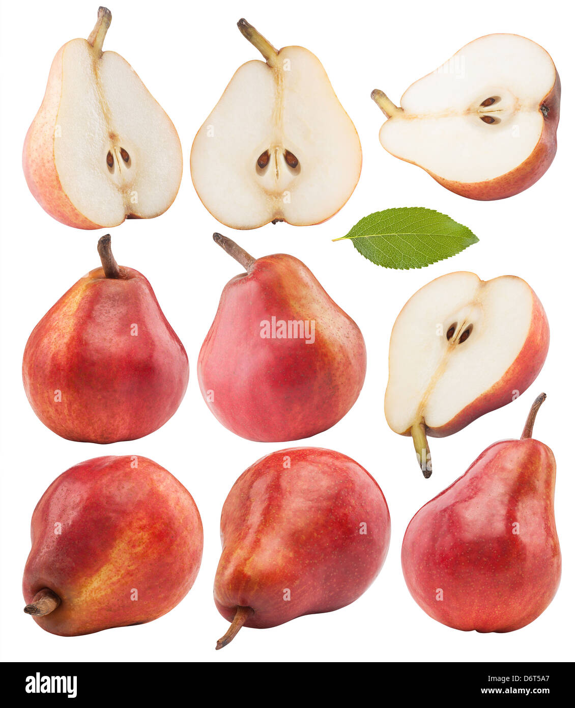 Ripe red pears isolated on white background. Clipping Path Stock Photo ...
