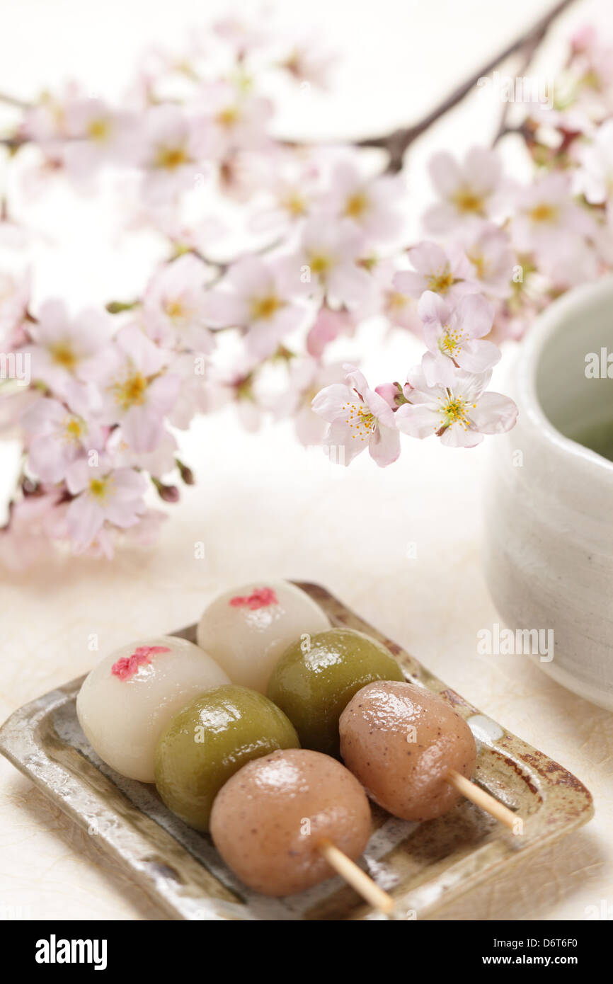 Cherry blossoms and Japanese confectionery Stock Photo - Alamy