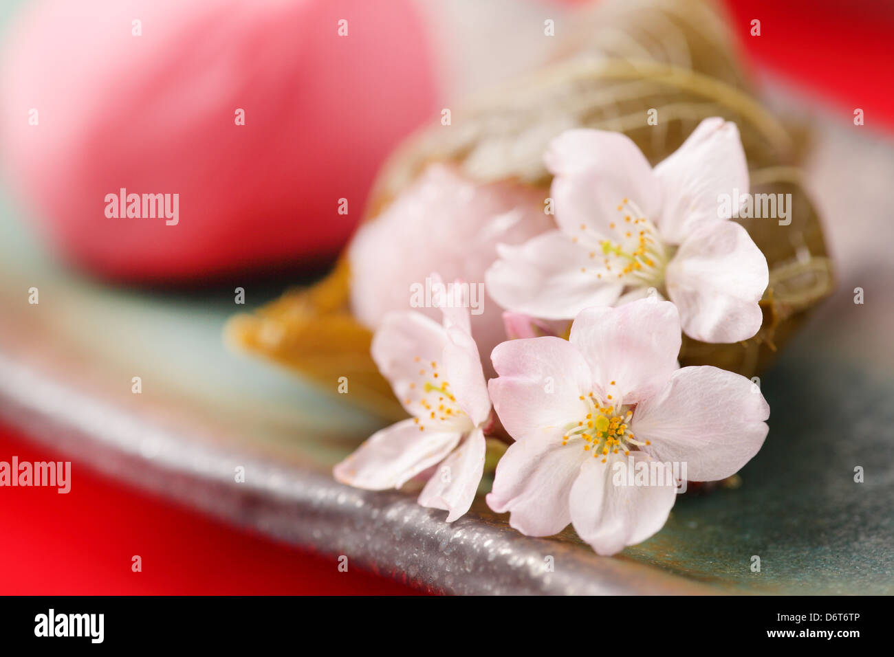 Cherry blossoms and Japanese confectionery Stock Photo - Alamy