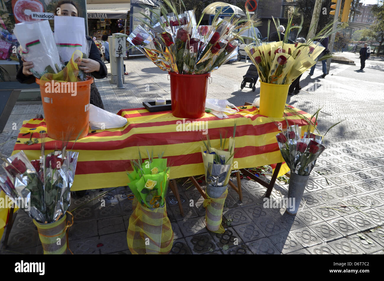 Barcelona, Spain. 23rd April, 2013. The celebration of Saint George is ...