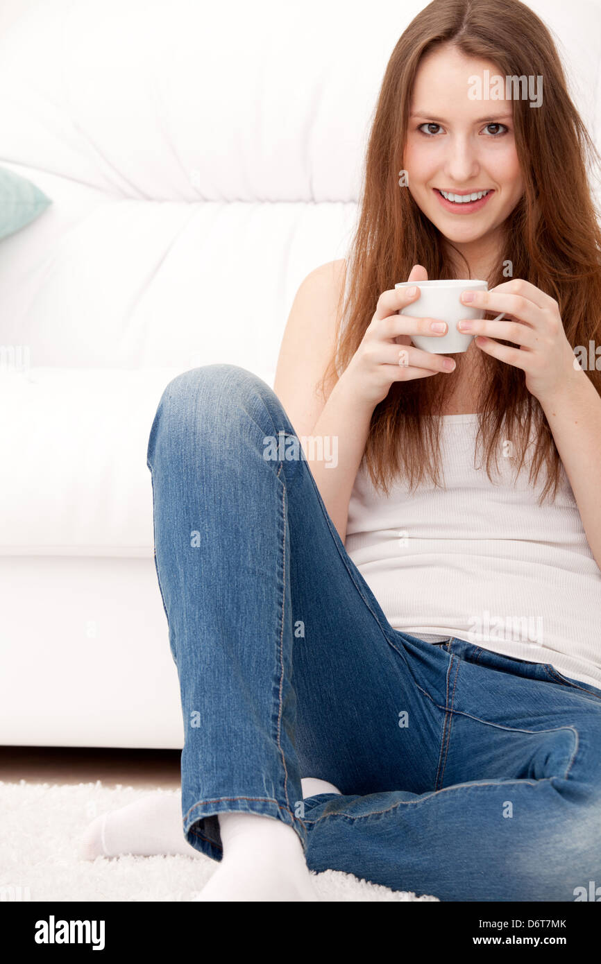 woman with cup Stock Photo - Alamy