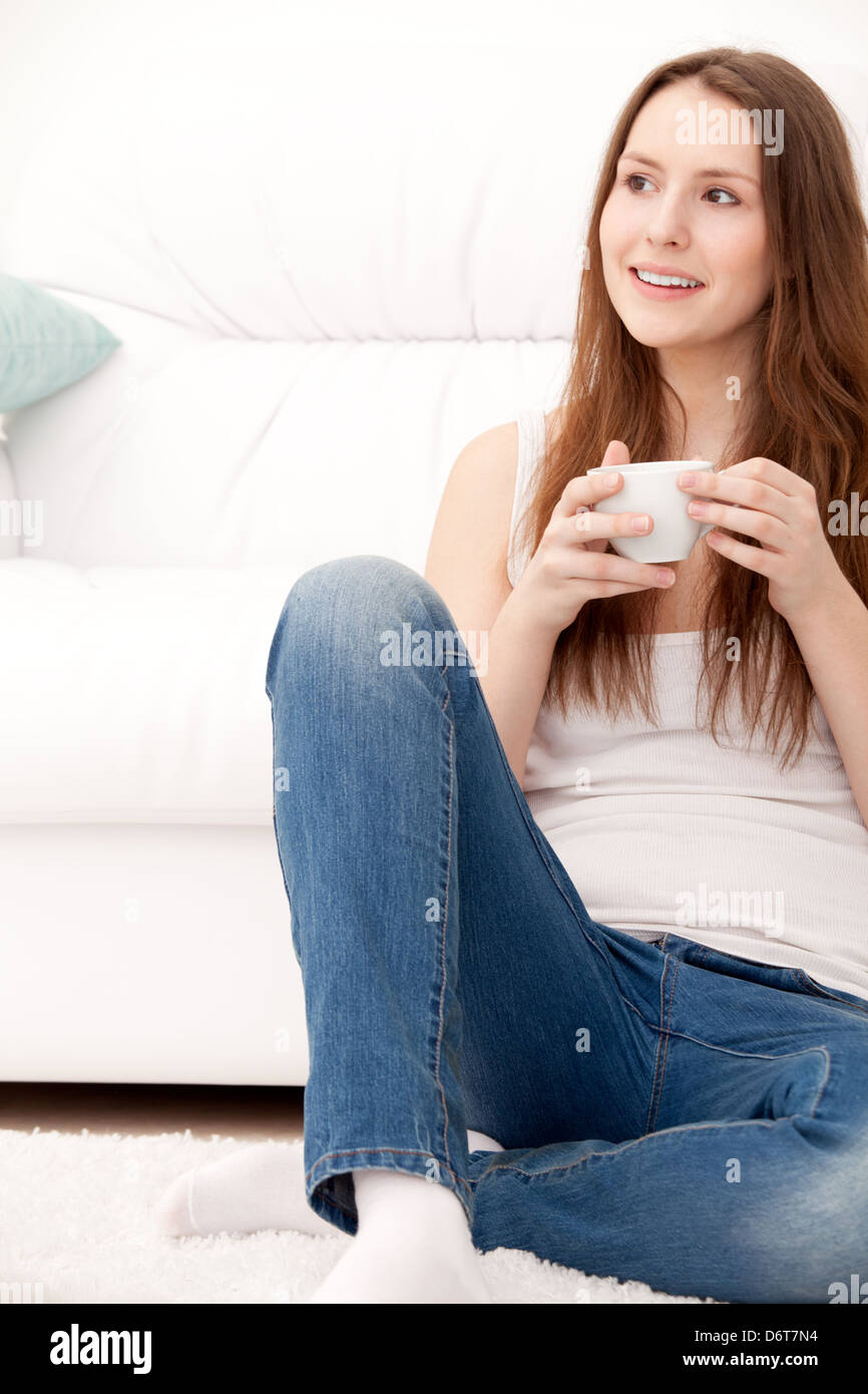 woman with cup Stock Photo - Alamy