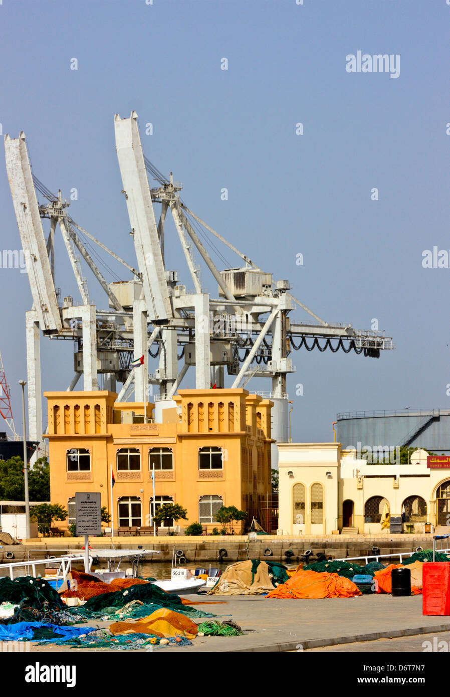 Container Bridges in the Port of Khor Fakkan, United Arab Emirates ...