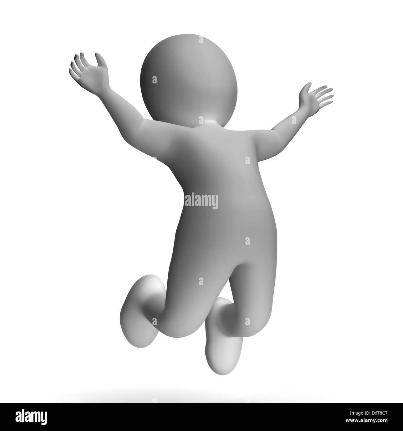 Jumping 3d Character Shows Excitement And Joy Stock Photo - Alamy