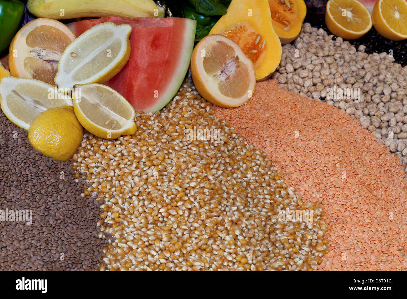Display of Fruit and Grains Stock Photo - Alamy
