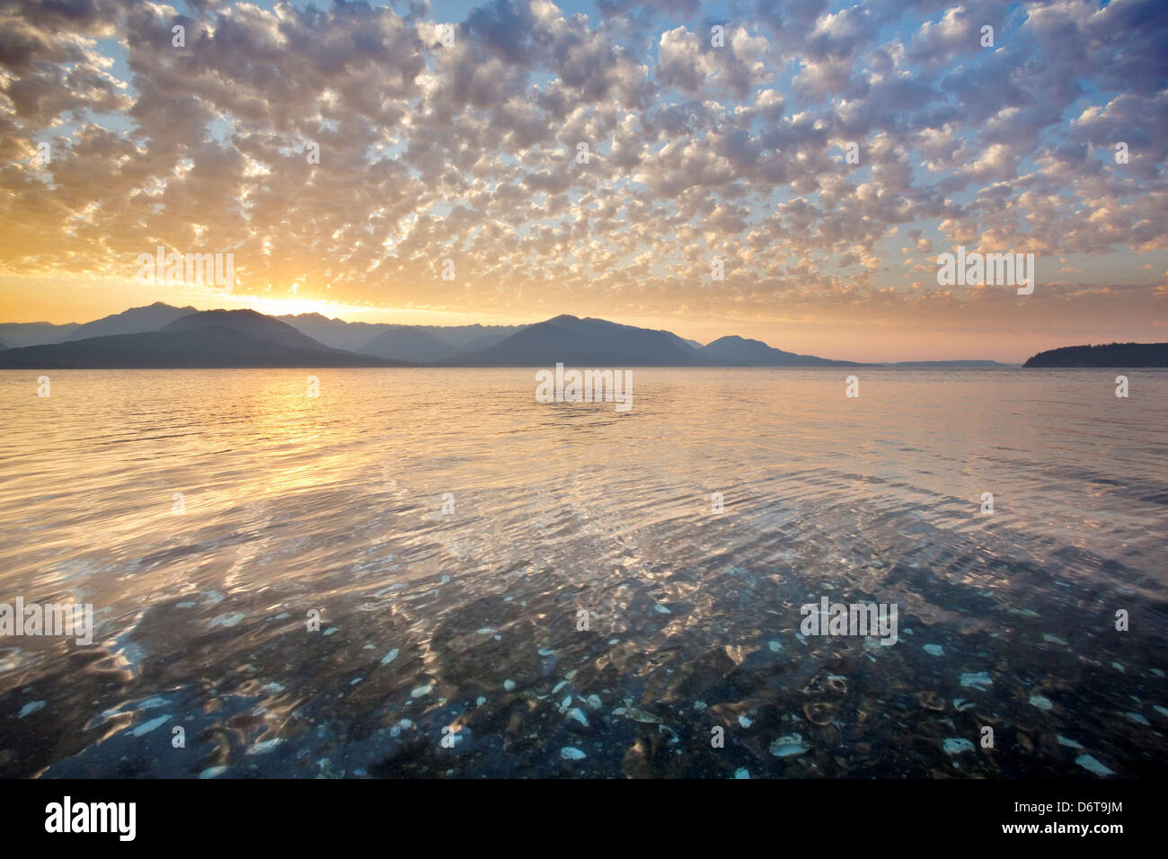 USA, Washington State, Sunset, Olympic Mountains and Hood Canal taken ...
