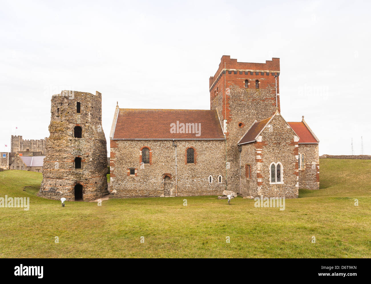 Roman lighthouse and Saxon church of St Mary de Castro at Dover Castle ...
